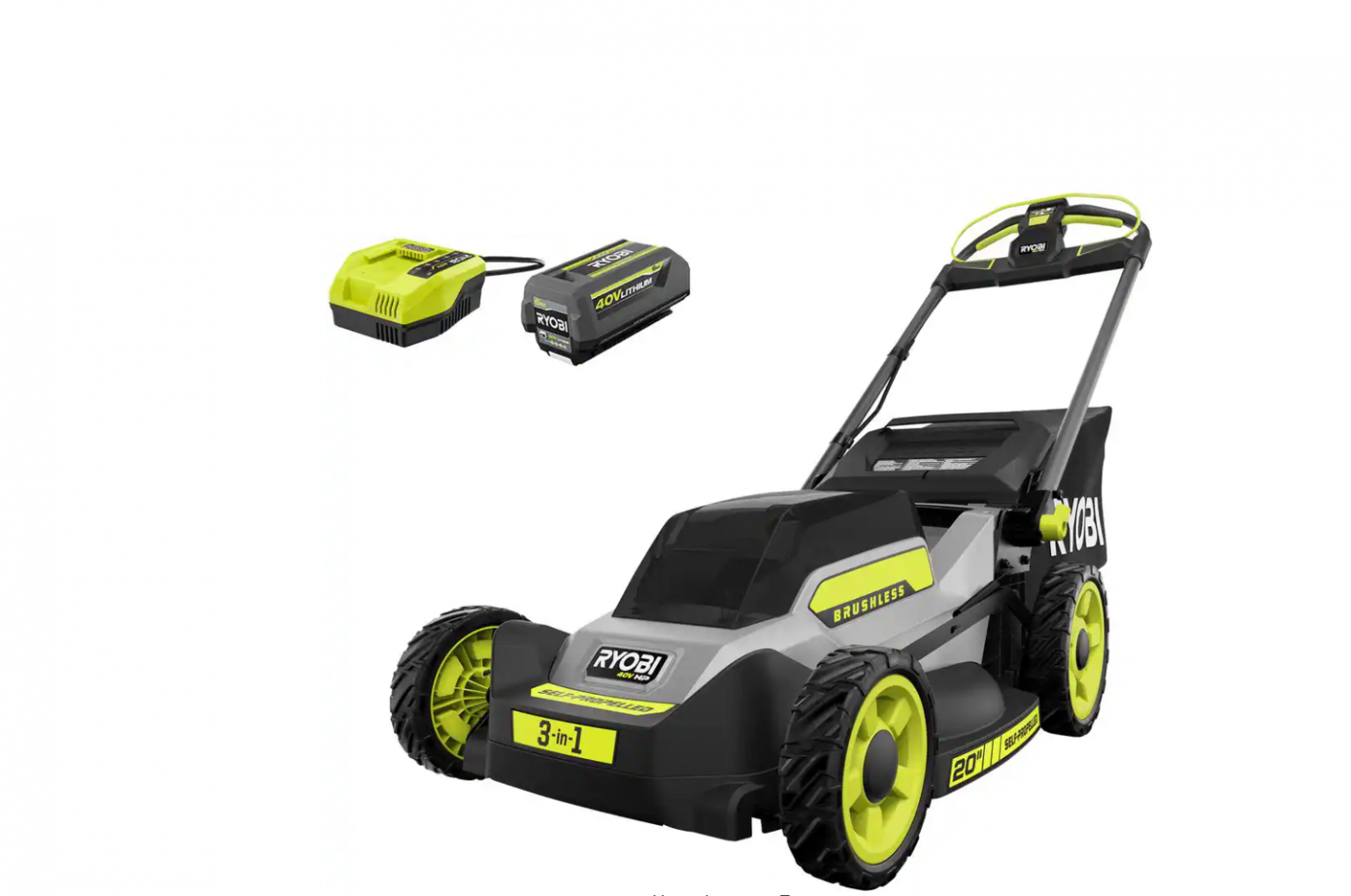 RYOBI RY401180VNM 40V HP Brushless 20 in. Cordless Electric Battery ...