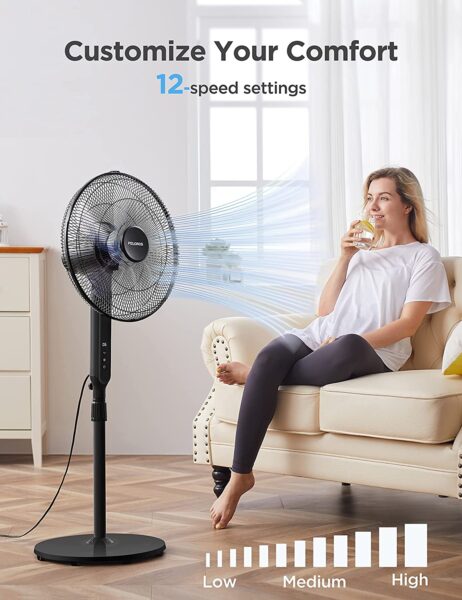 PELONIS 16" Oscillating Pedestal Stand Up Fan | Adjustable Height ...
