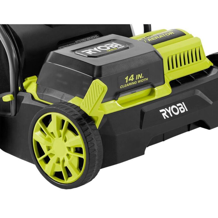 RYOBI P2740 ONE+ HP 18V Brushless 14 in. Cordless Battery Dethatcher ...