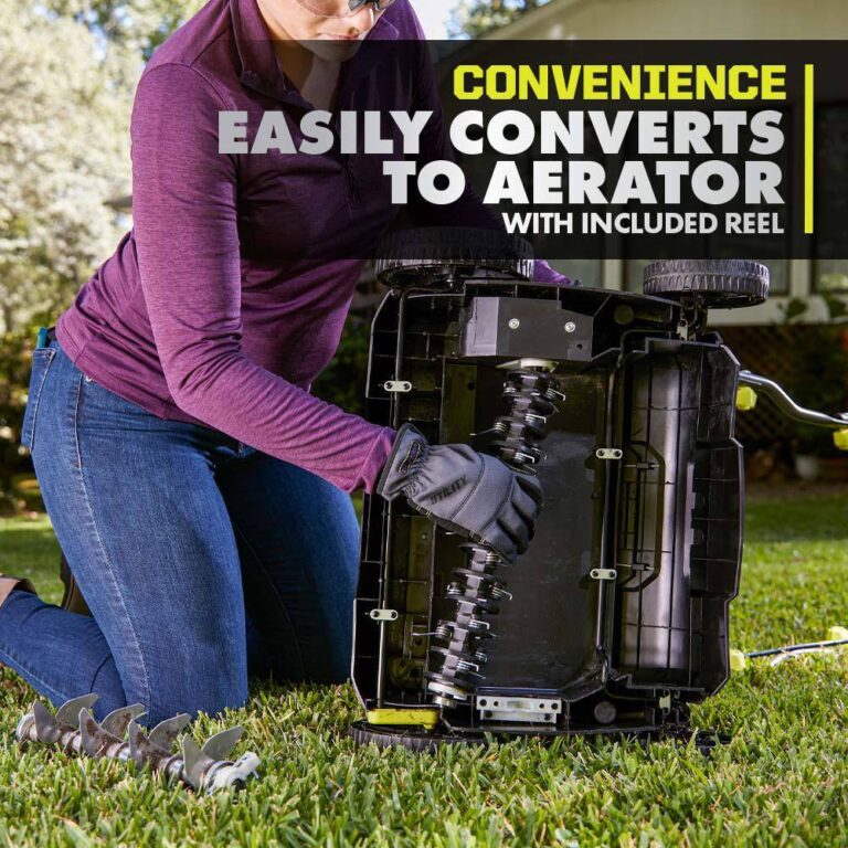 RYOBI P2740 ONE+ HP 18V Brushless 14 in. Cordless Battery Dethatcher ...