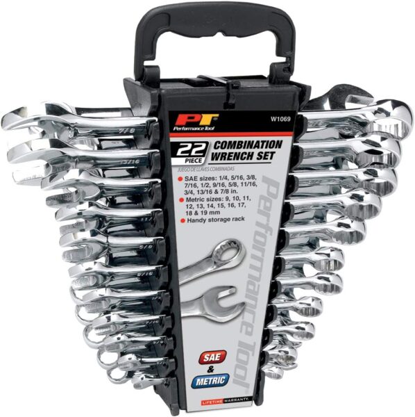 Performance Tool W1099 22-Piece SAE and Combination Metric Wrench Set ...