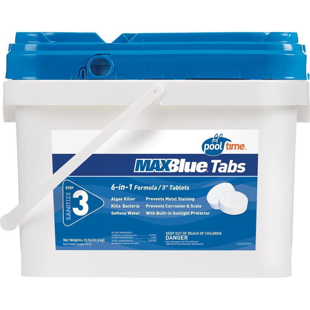 Pool Time 22825PTM Chlorinating MAXBlue 25 lbs. 3 in. Tablets ...
