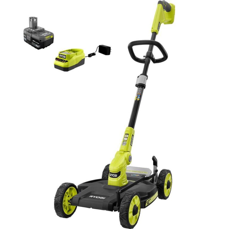 RYOBI P20160 ONE+ 18V 12 in. Cordless 3-in-1 Trim Mower with 4.0 Ah ...