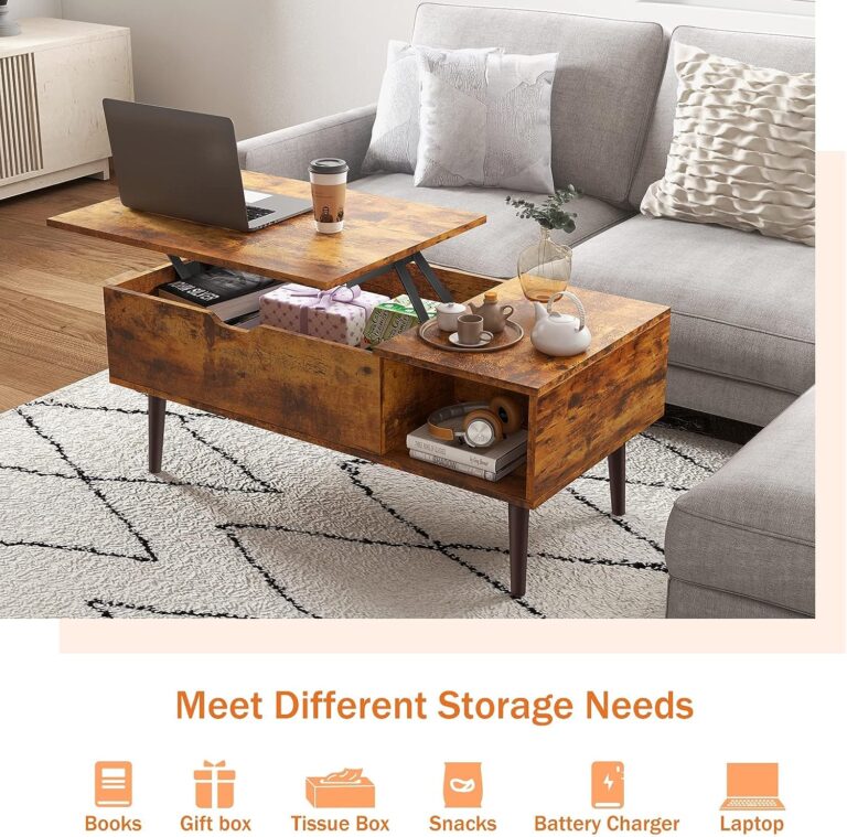 Sweetcrispy Coffee Table, Lift Top Coffee Tables for Living Room,Rising ...