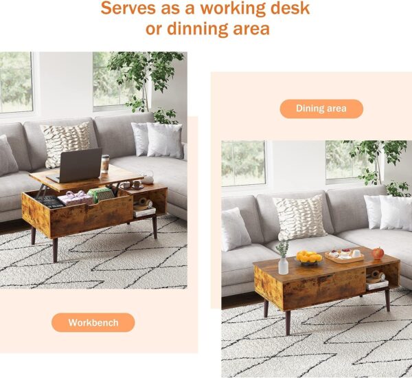 Sweetcrispy Coffee Table, Lift Top Coffee Tables for Living Room,Rising ...